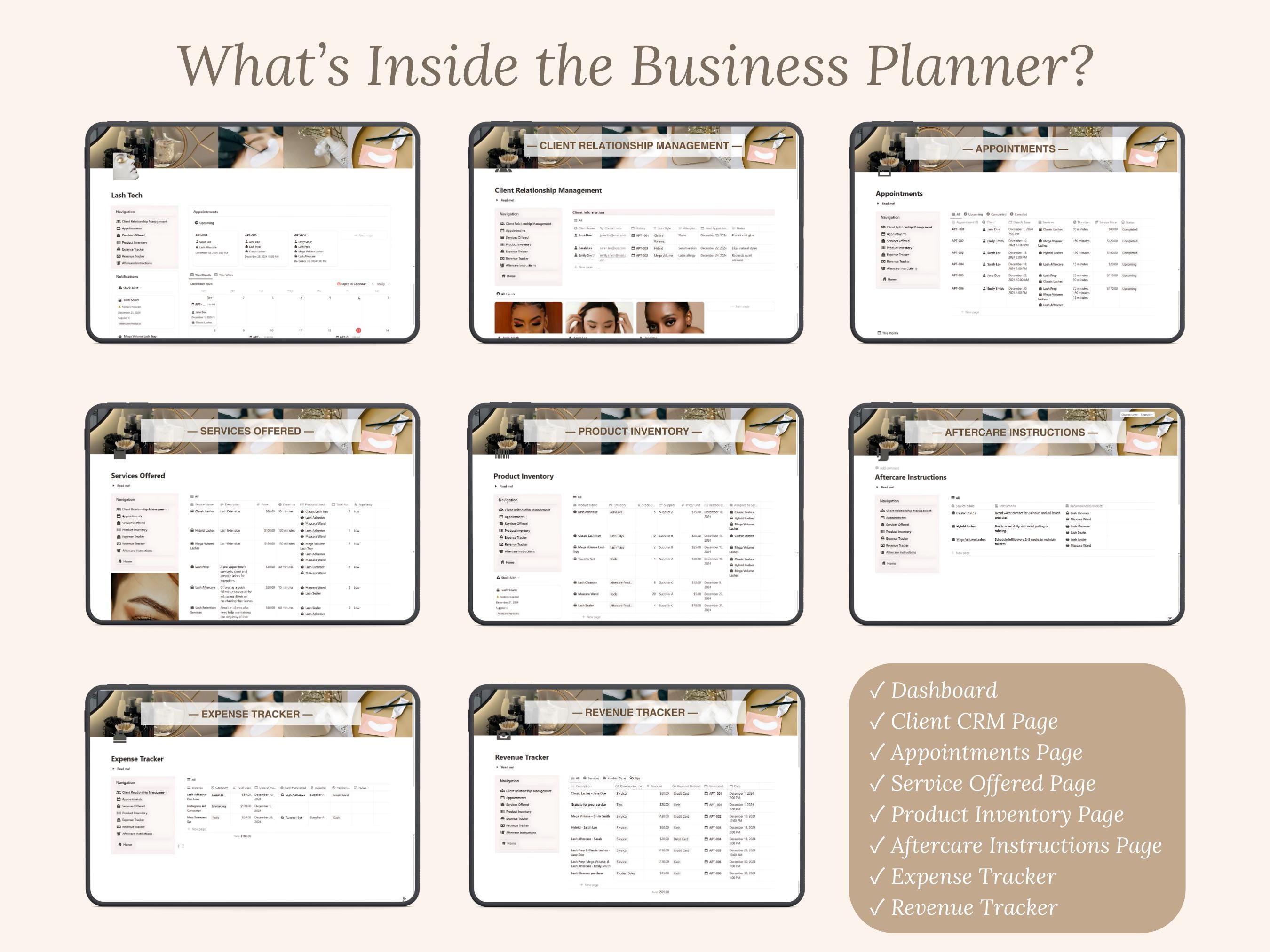 Notion Business Planner for Lash Tech Client Record Book Beauty Salon Business Template Lash ...