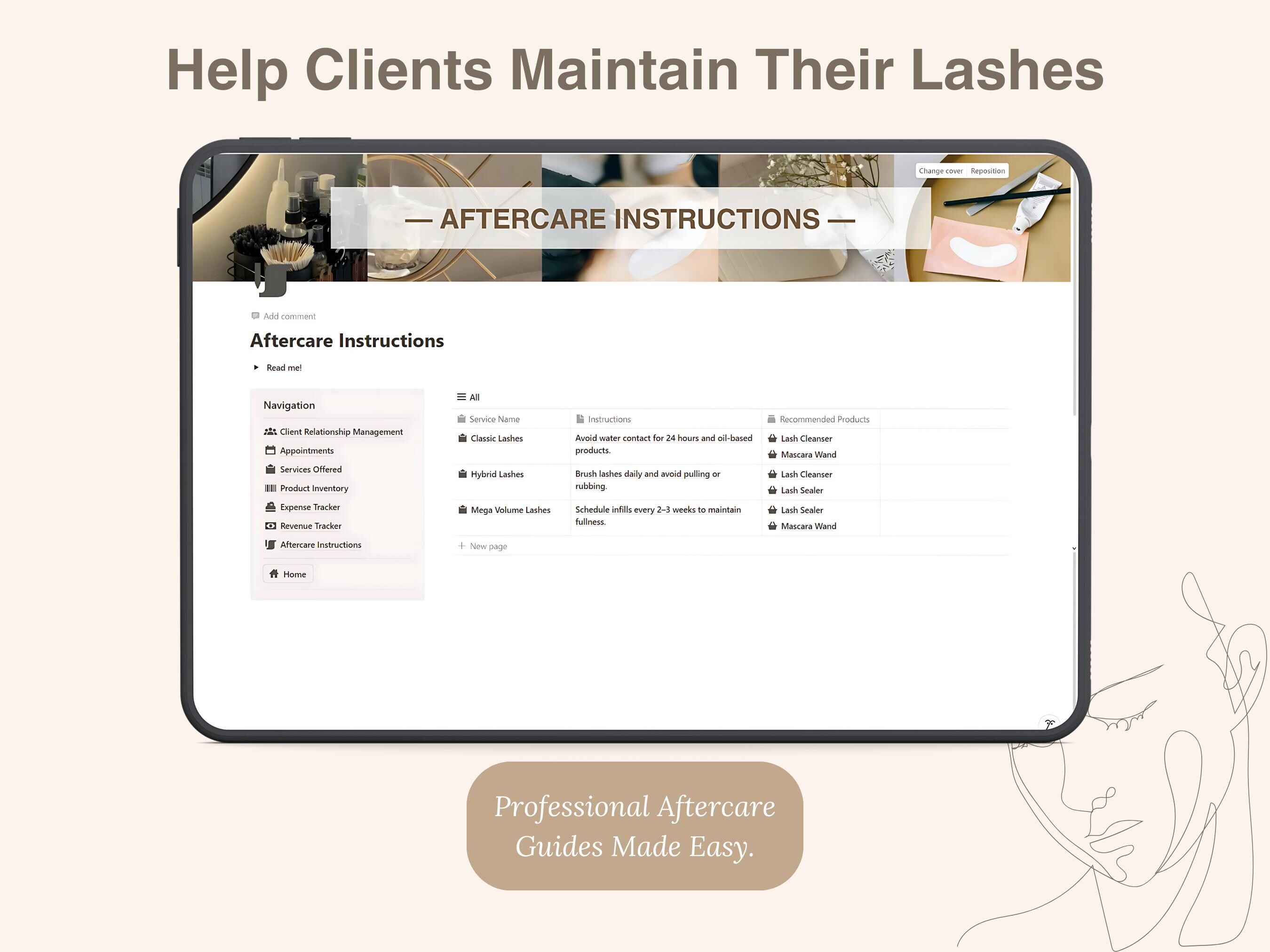 Notion Business Planner for Lash Tech Client Record Book Beauty Salon Business Template Lash ...