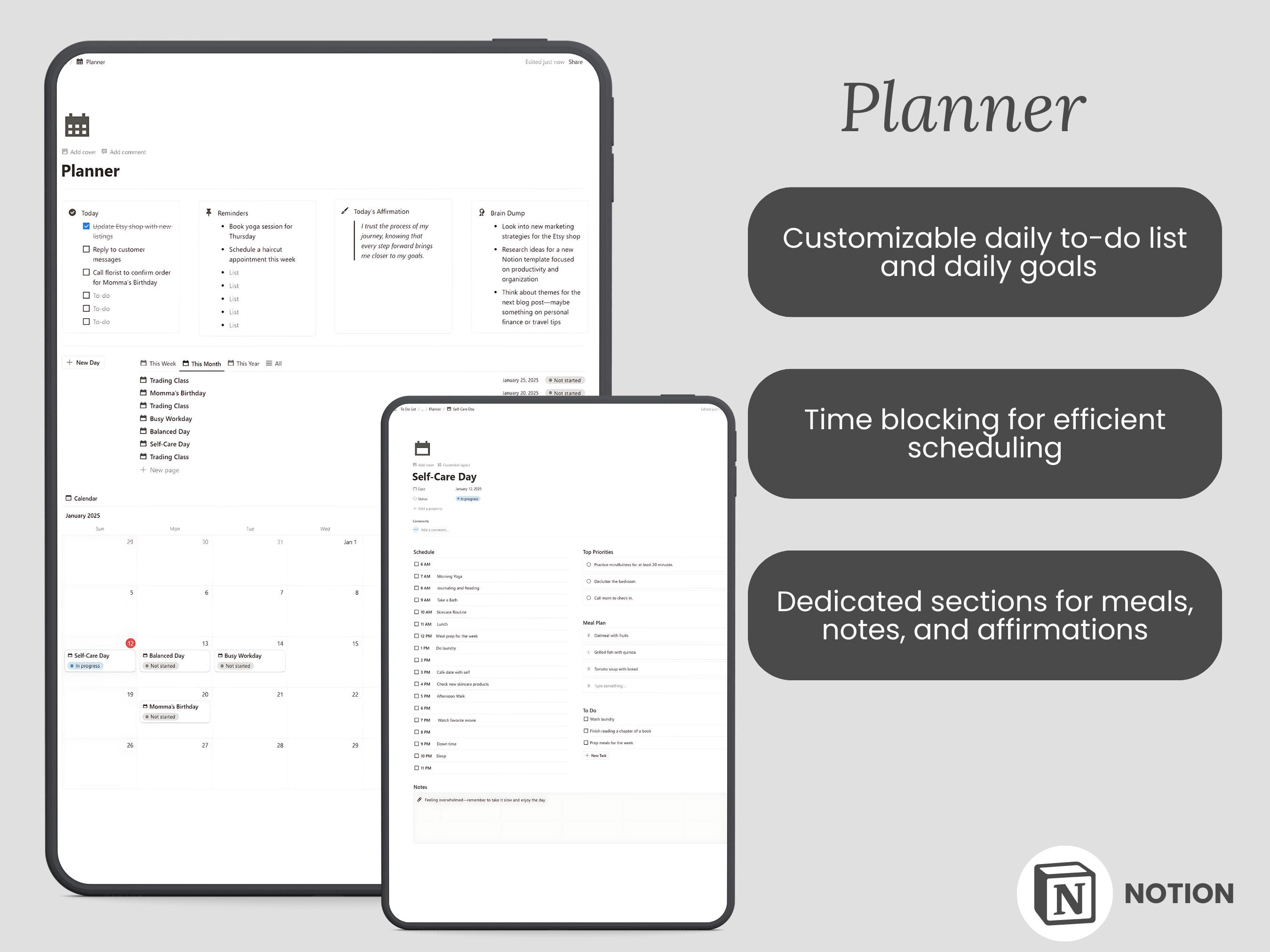 Minimalist Notion to Do List Template Simple Checklist Digital Planner ...