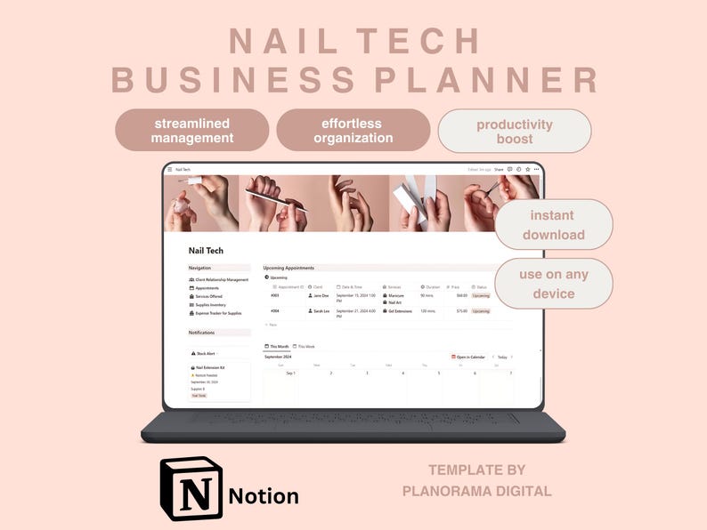 Notion Nail Tech Business Planner Template for Nail Artist Inventory ...