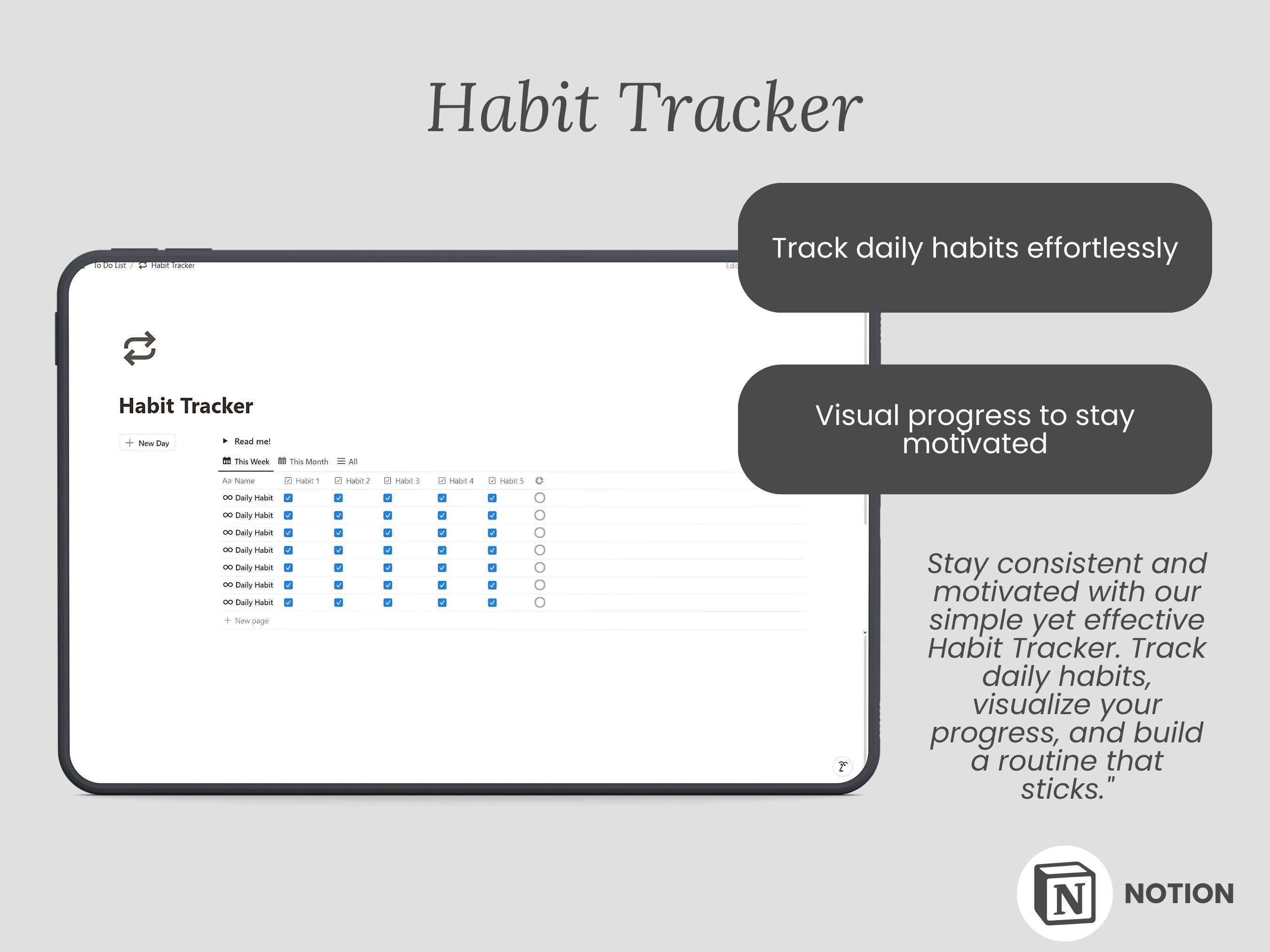 Minimalist Notion to Do List Template Simple Checklist Digital Planner ...