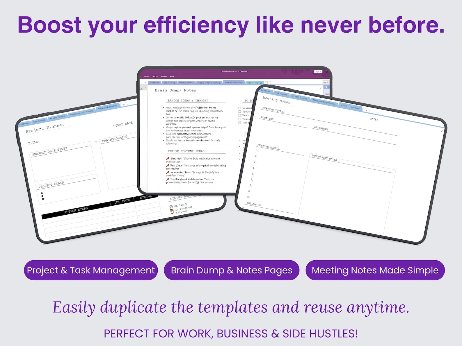 Professional Onenote Planner Hyperlinked Onenote Template for Work to ...