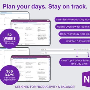 Professional Onenote Planner Hyperlinked Onenote Template for Work to ...