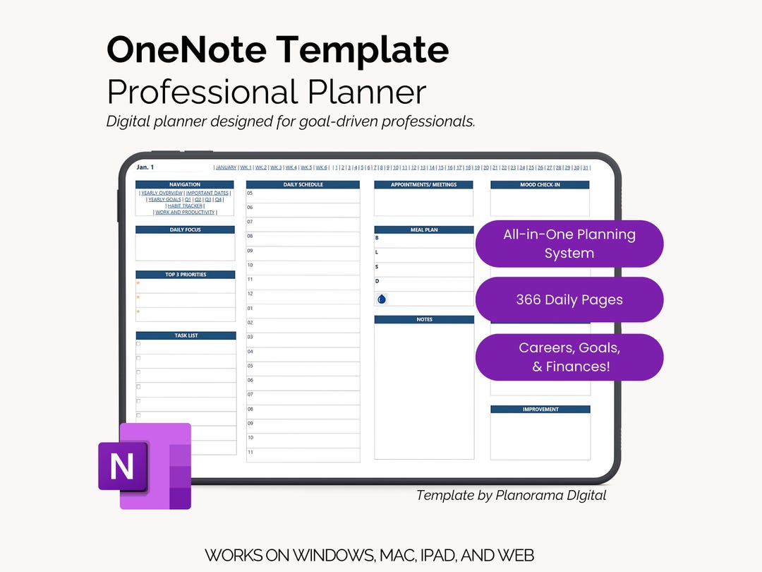 Onenote Template Professional Planner Onenote Work to Do List Template ...