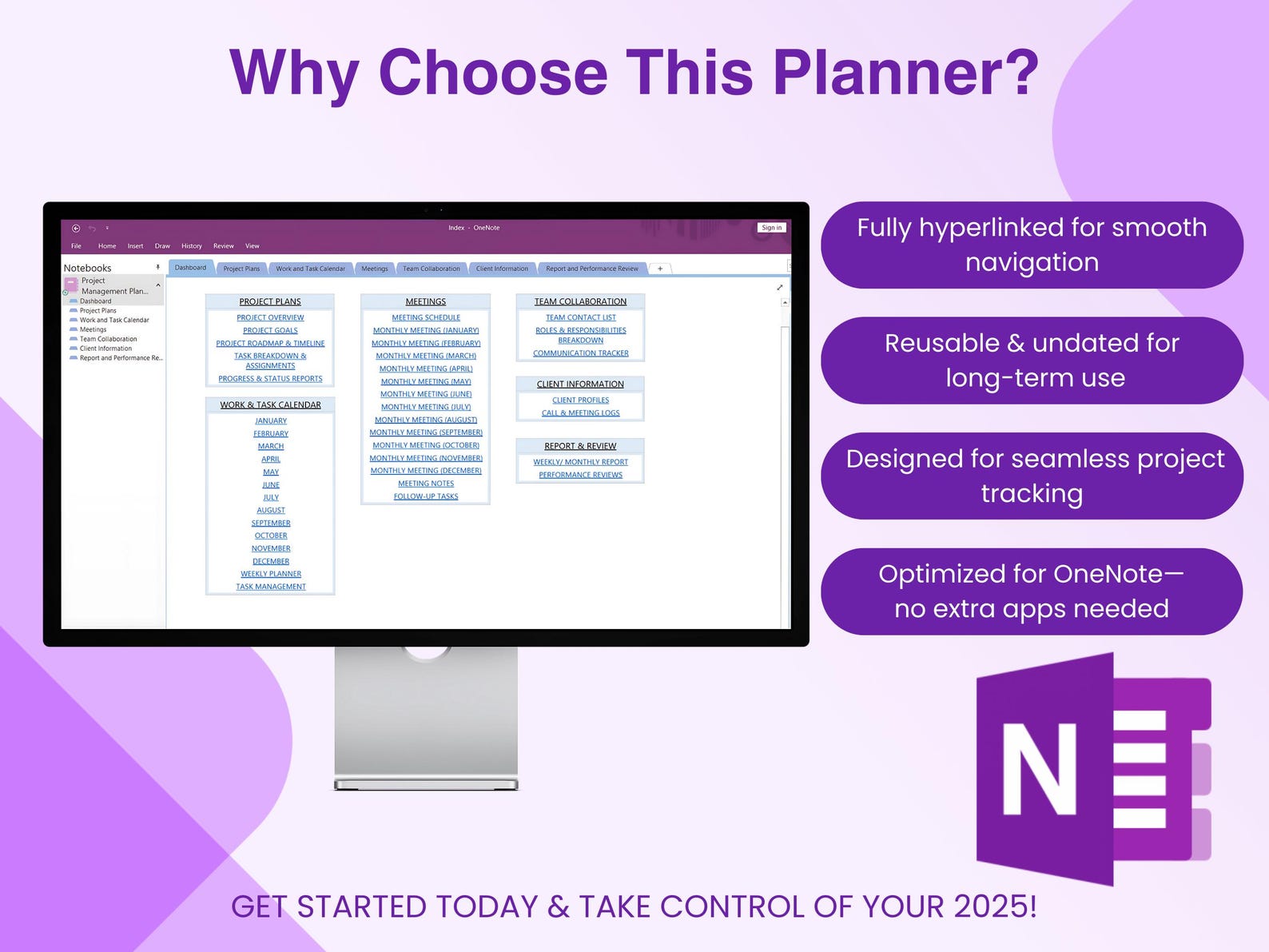 Onenote Project Management Planner for Work Template for Onenote ...