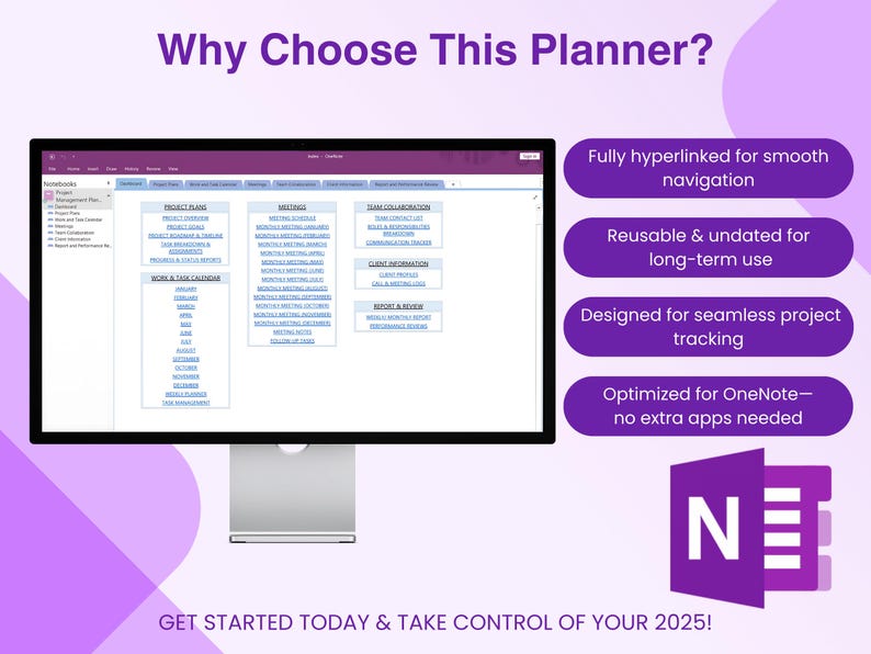 Onenote Project Management Planner for Work Template for Onenote ...
