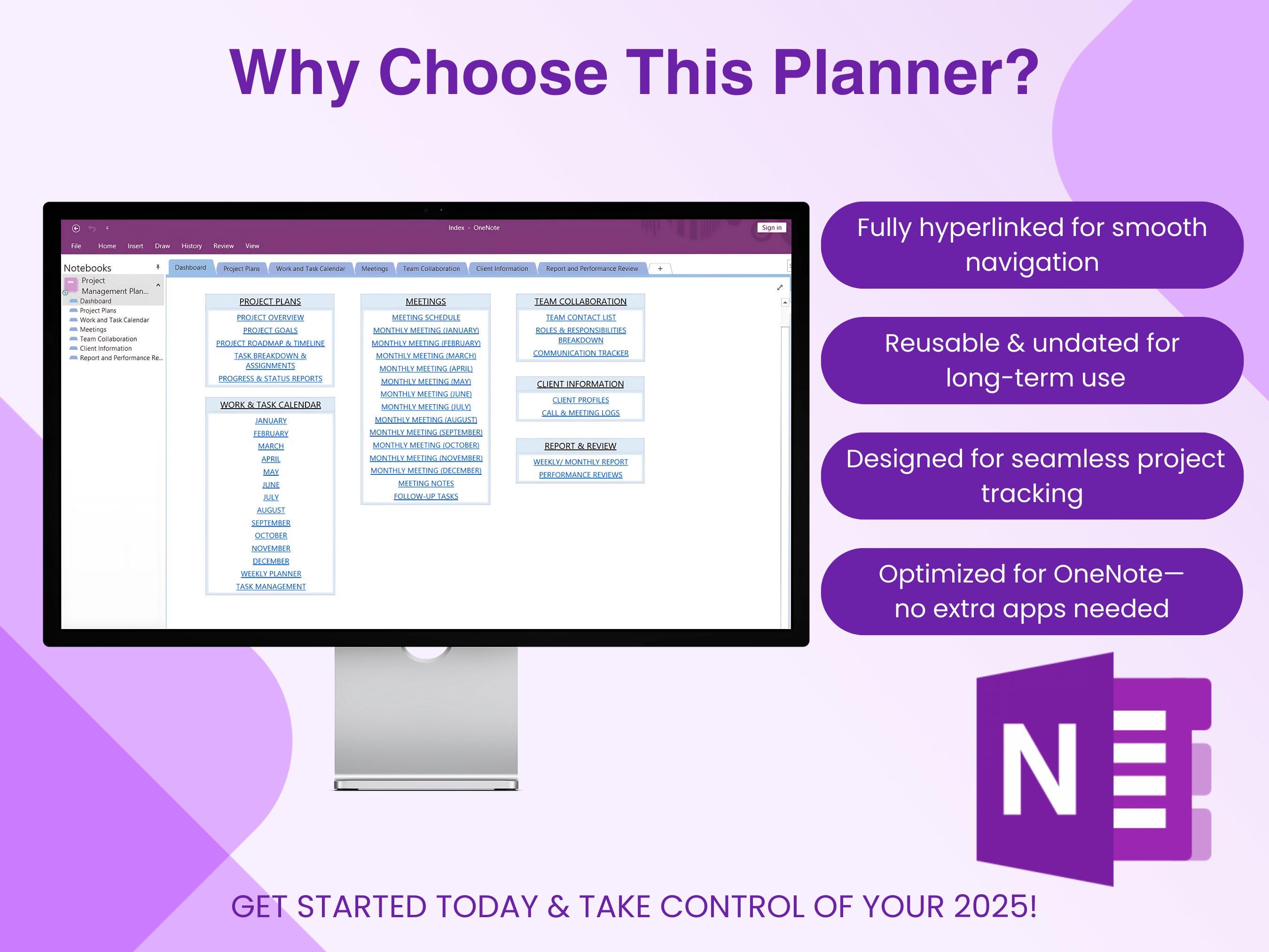 Onenote Project Management Planner for Work Template for Onenote ...