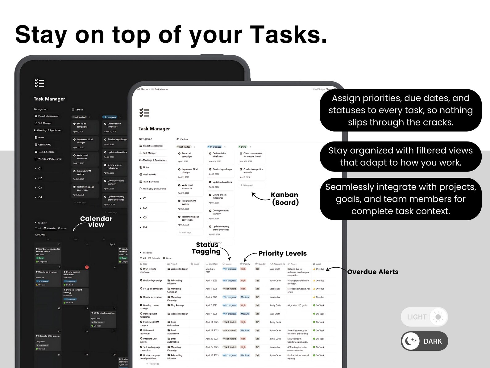 Notion Project Management Planner for Work Notion Template for ...