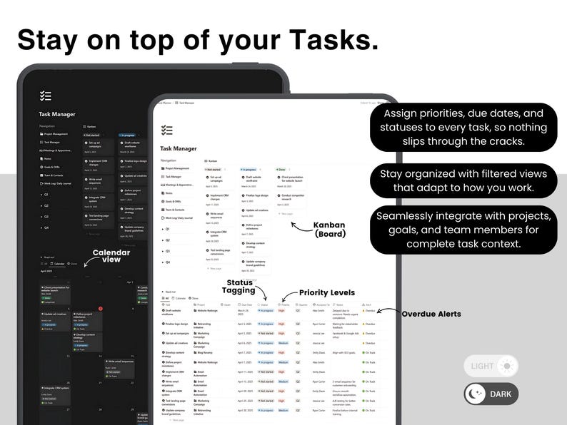 Notion Project Management Planner for Work Notion Template for Professional Task Manager ...