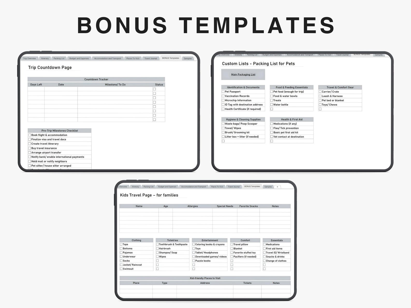 Onenote Template Travel Planner Onenote Vacation Trip Planner Digital ...