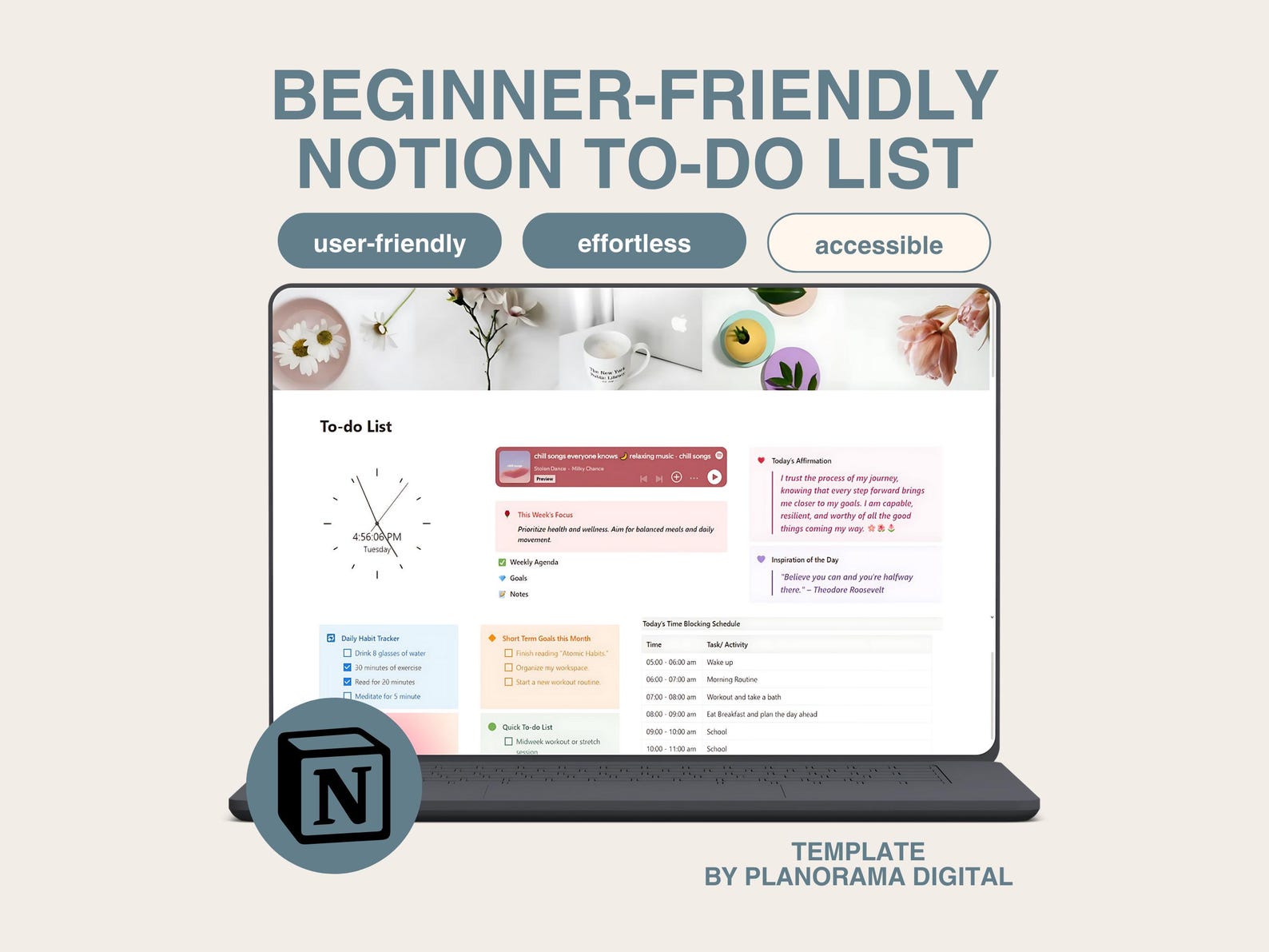 Beginner-friendly Notion to Do List Template Notion Minimalist Planner ...