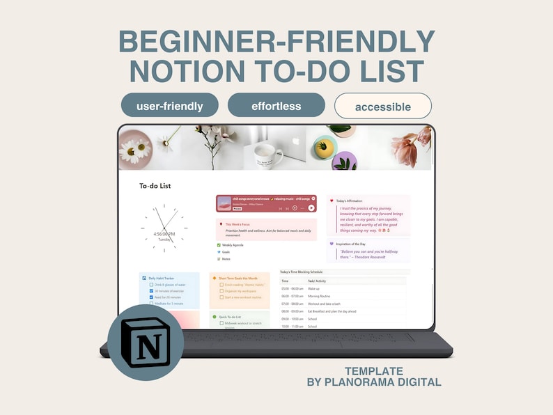 Beginner-friendly Notion to Do List Template Notion Minimalist Planner for Beginner Notion ...