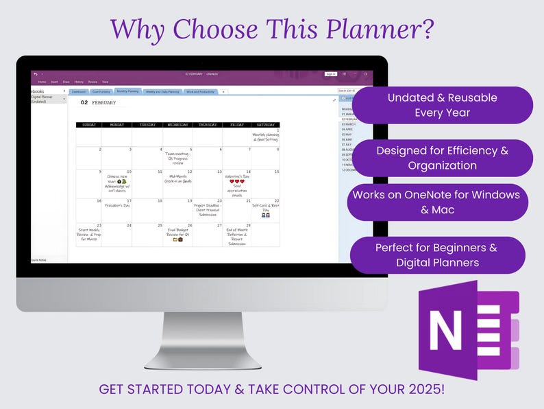 Professional Onenote Planner Hyperlinked Onenote Template for Work to ...