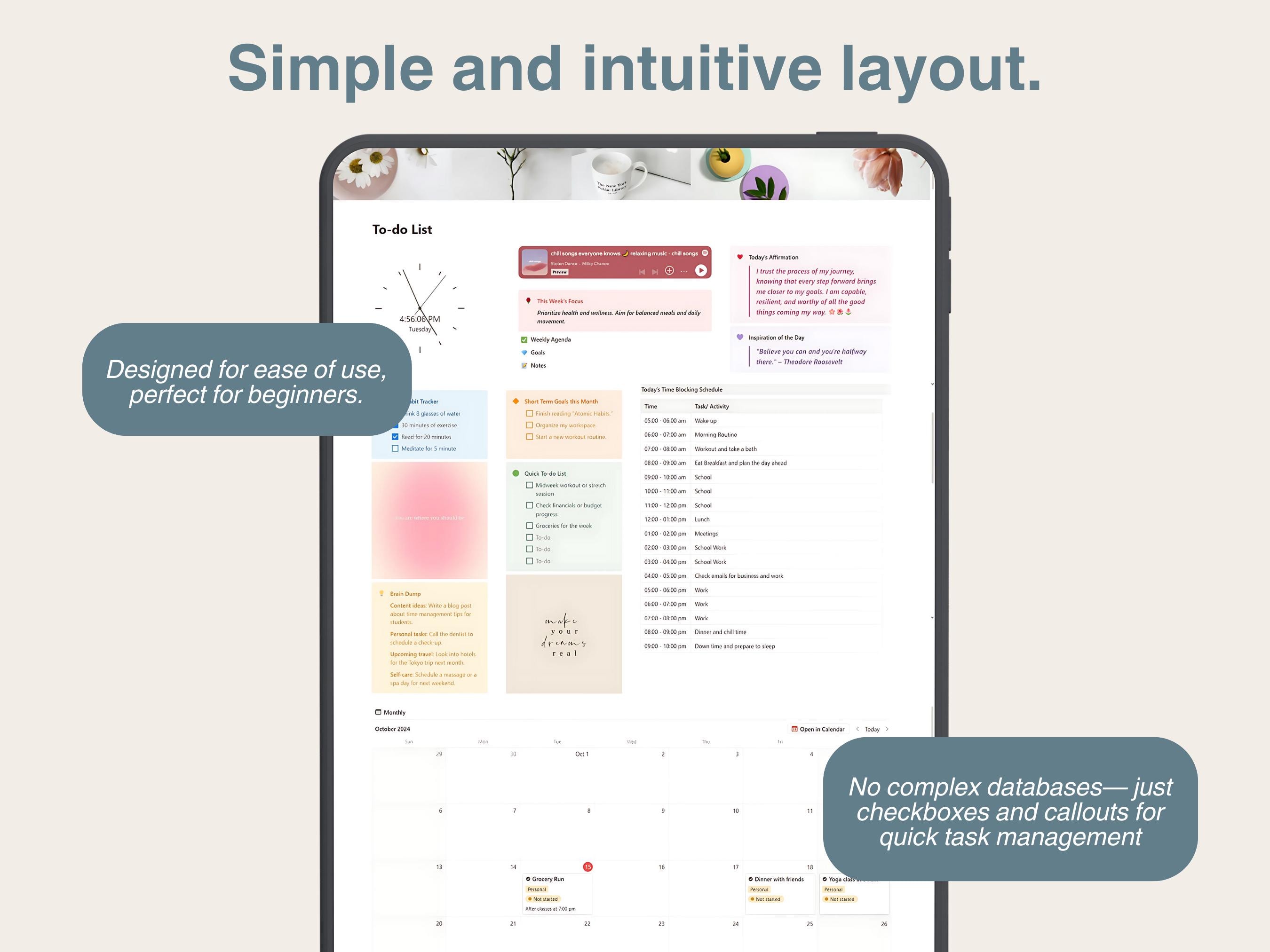 Beginner-friendly Notion to Do List Template Notion Minimalist Planner ...