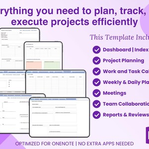 Onenote Project Management Planner for Work Template for Onenote ...