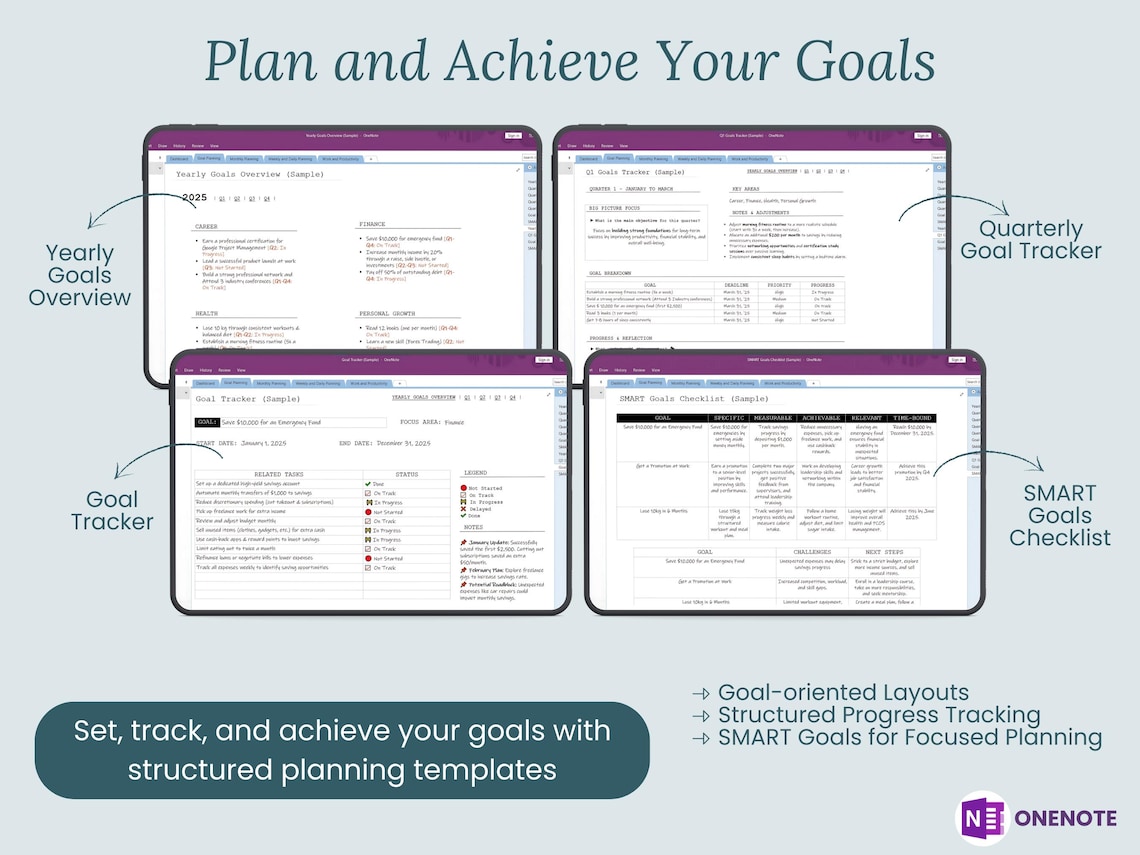 Undated Onenote Planner for Professional Project Planner to Do List ...