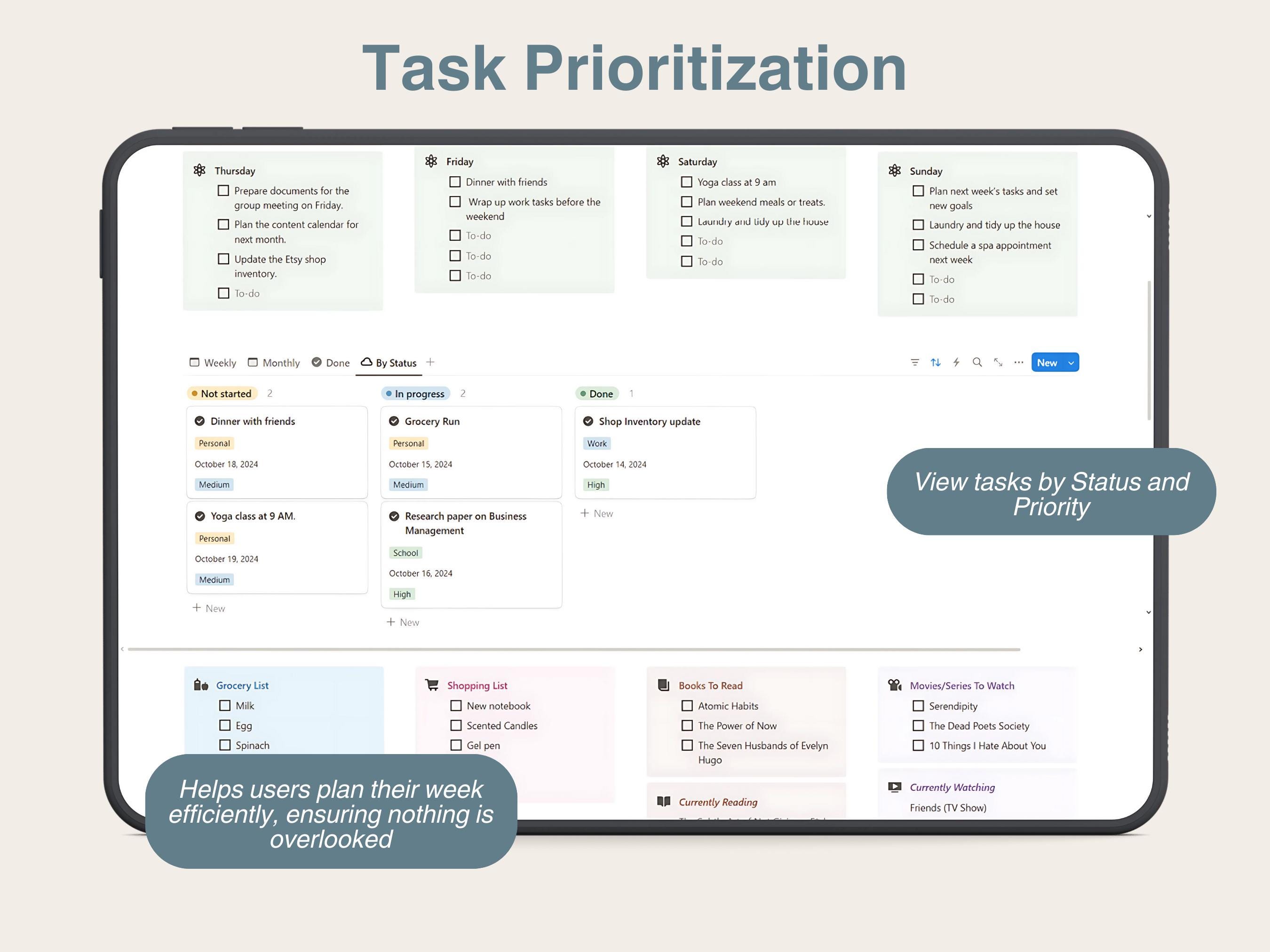 Beginner-friendly Notion to Do List Template Notion Minimalist Planner for Beginner Notion ...