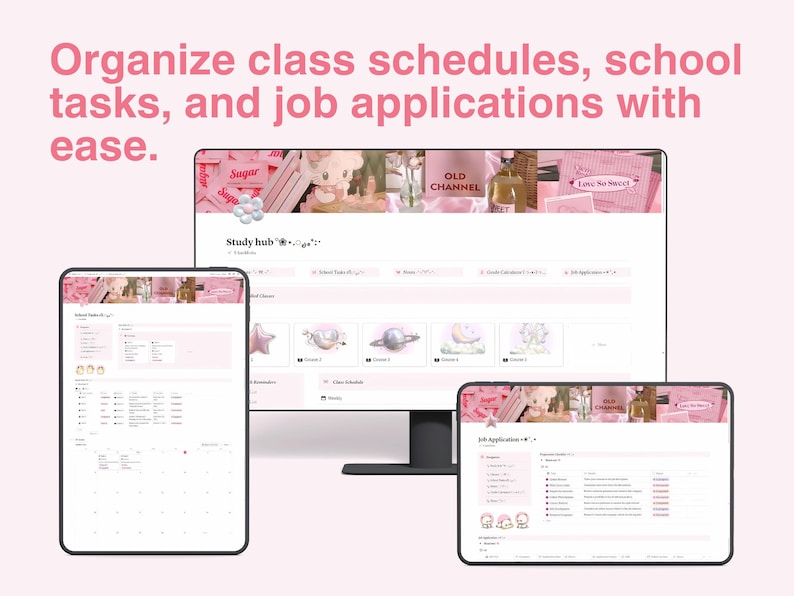 All in One Pink Coquette Notion Student Life Planner Notion Template Student Planner Notion Life ...