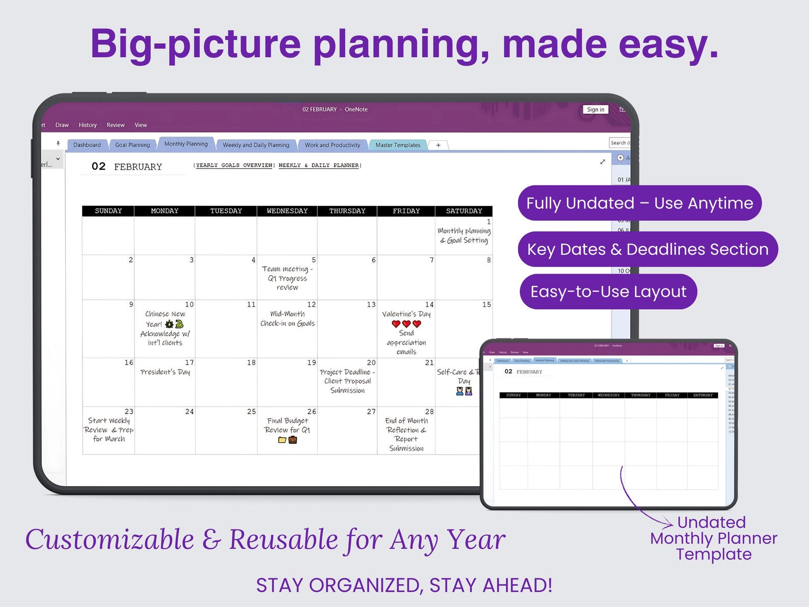 Professional Onenote Planner Hyperlinked Onenote Template for Work to ...