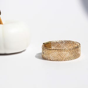 Adjustable 14k Stretch Mesh Ring Flexible Unisex Ring Real Solid Gold ...