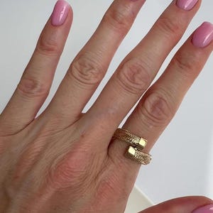 Adjustable 14k Swirl Bypass Ring Women Statement Jewelry Minimalist ...