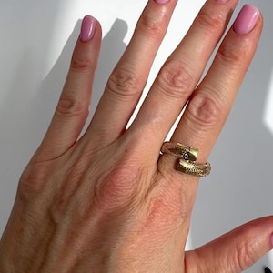 Adjustable 14k Swirl Bypass Ring Women Statement Jewelry Minimalist ...
