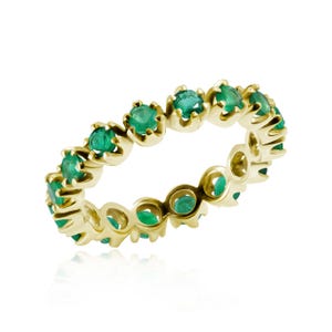 Genuine Emeralds 14k Stacking Ring Solid Gold Full Eternity Band Unisex ...