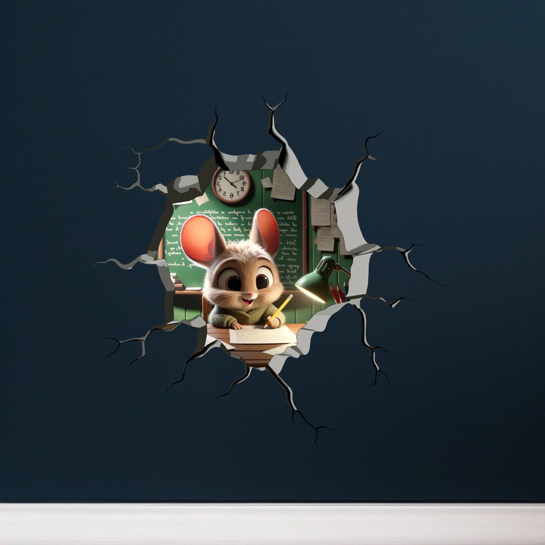 Student Mouse Hole Decal, Kids' Room Decor, Removable Vinyl Sticker ...