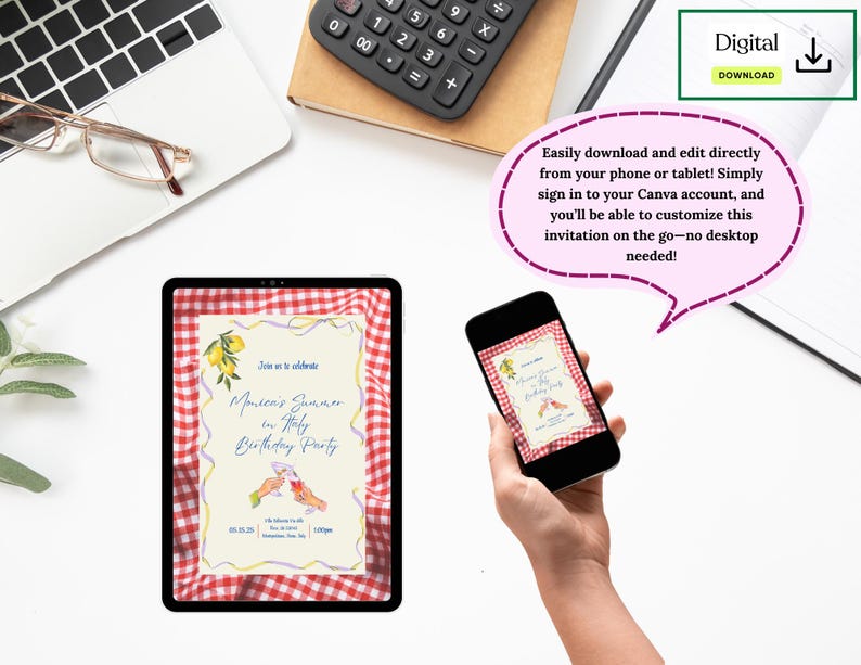 Editable Birthday Invitation — Summer in Italy-themed Party Invite ...