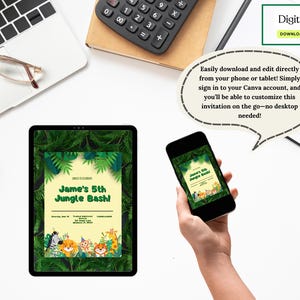 Editable Birthday Invitation — Jungle-themed Party Invite, Editable ...