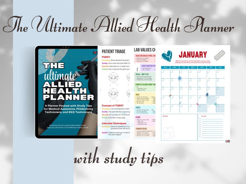 Medical Assistant Planner With Study Tips - Etsy