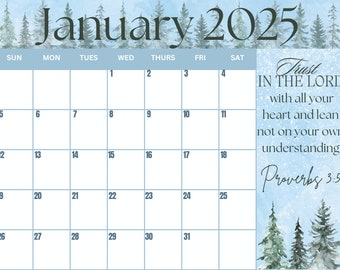 2025 Printable PDF Calendar, Christian Calendar, Philippians 4:13 ...