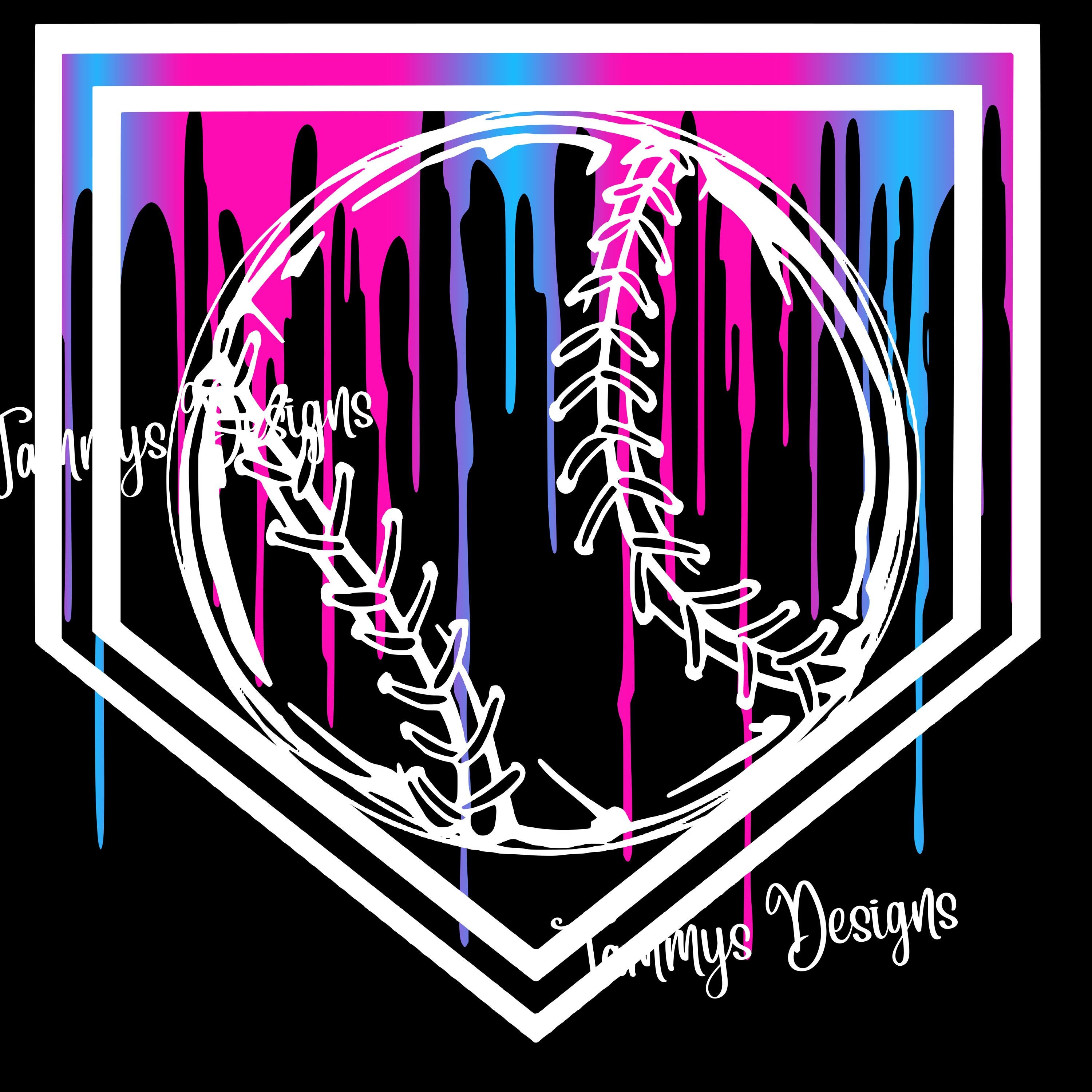 4 Baseball Drip Digital Art Downloads DTF Sublimation Png Pink Blue ...