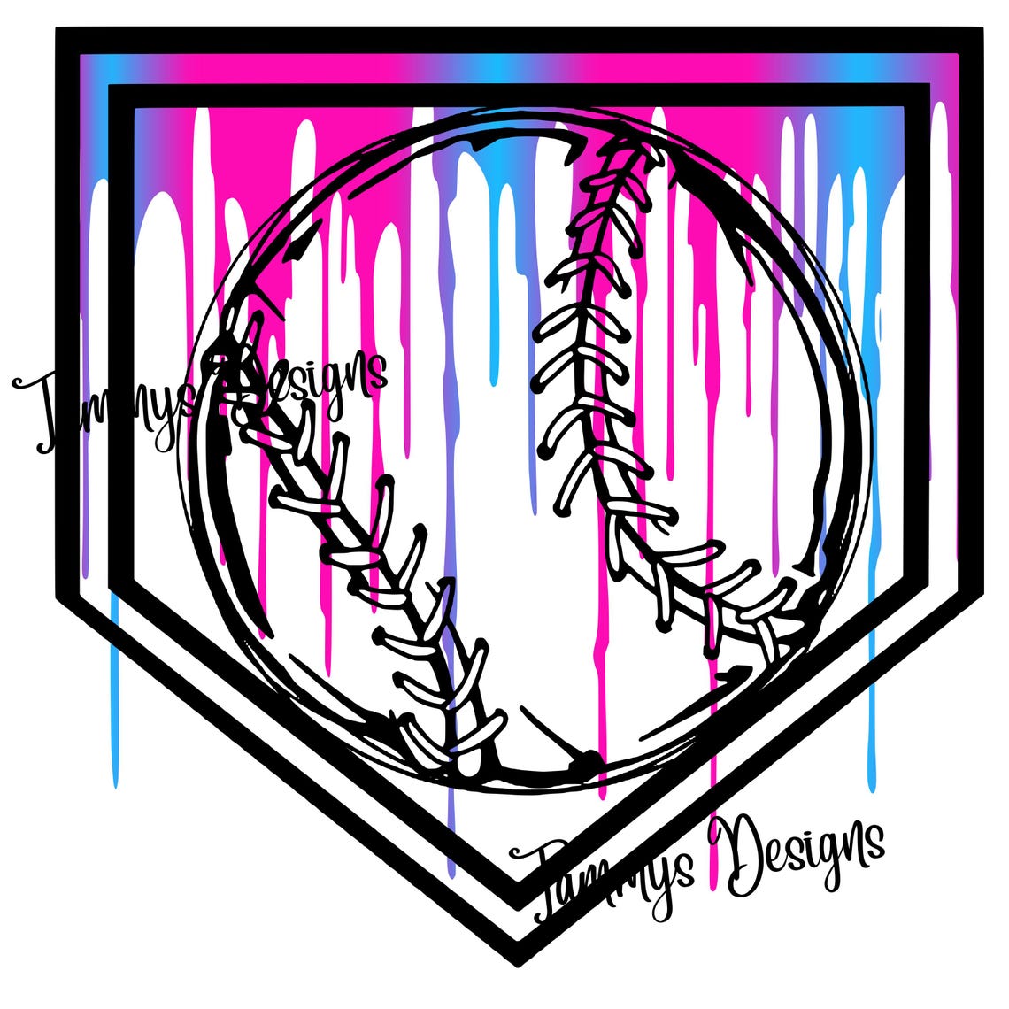 4 Baseball Drip Digital Art Downloads DTF Sublimation Png Pink Blue ...