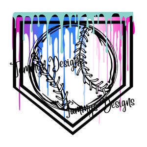 4 Baseball Drip Digital Art Downloads DTF Sublimation Png Pink Blue ...