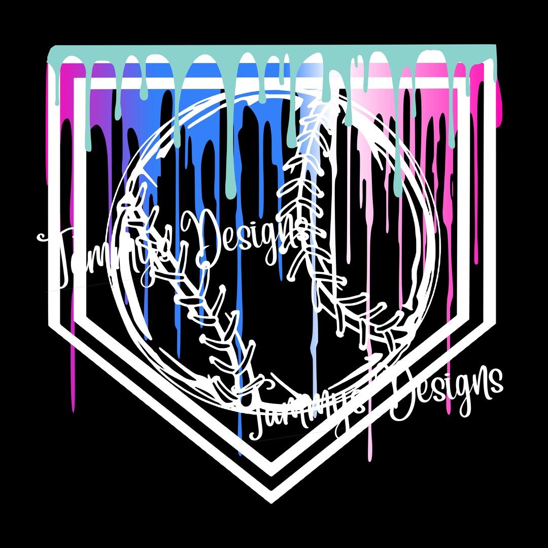 4 Baseball Drip Digital Art Downloads DTF Sublimation Png Pink Blue ...