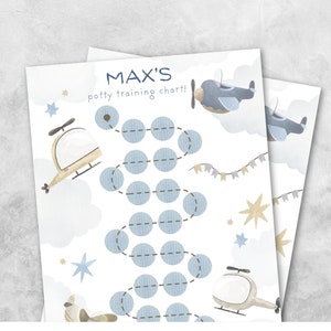 Boy Printable Potty Chart, Pastel Air Transport Potty Chart, Airplanes ...