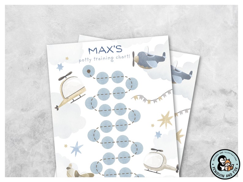 Boy Printable Potty Chart, Pastel Air Transport Potty Chart, Airplanes ...