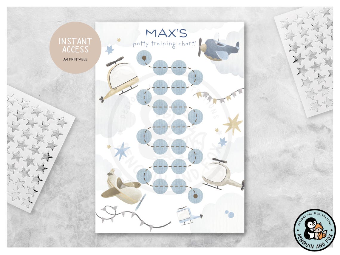 Boy Printable Potty Chart, Pastel Air Transport Potty Chart, Airplanes ...