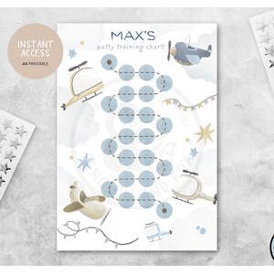 Boy Printable Potty Chart, Pastel Air Transport Potty Chart, Airplanes ...