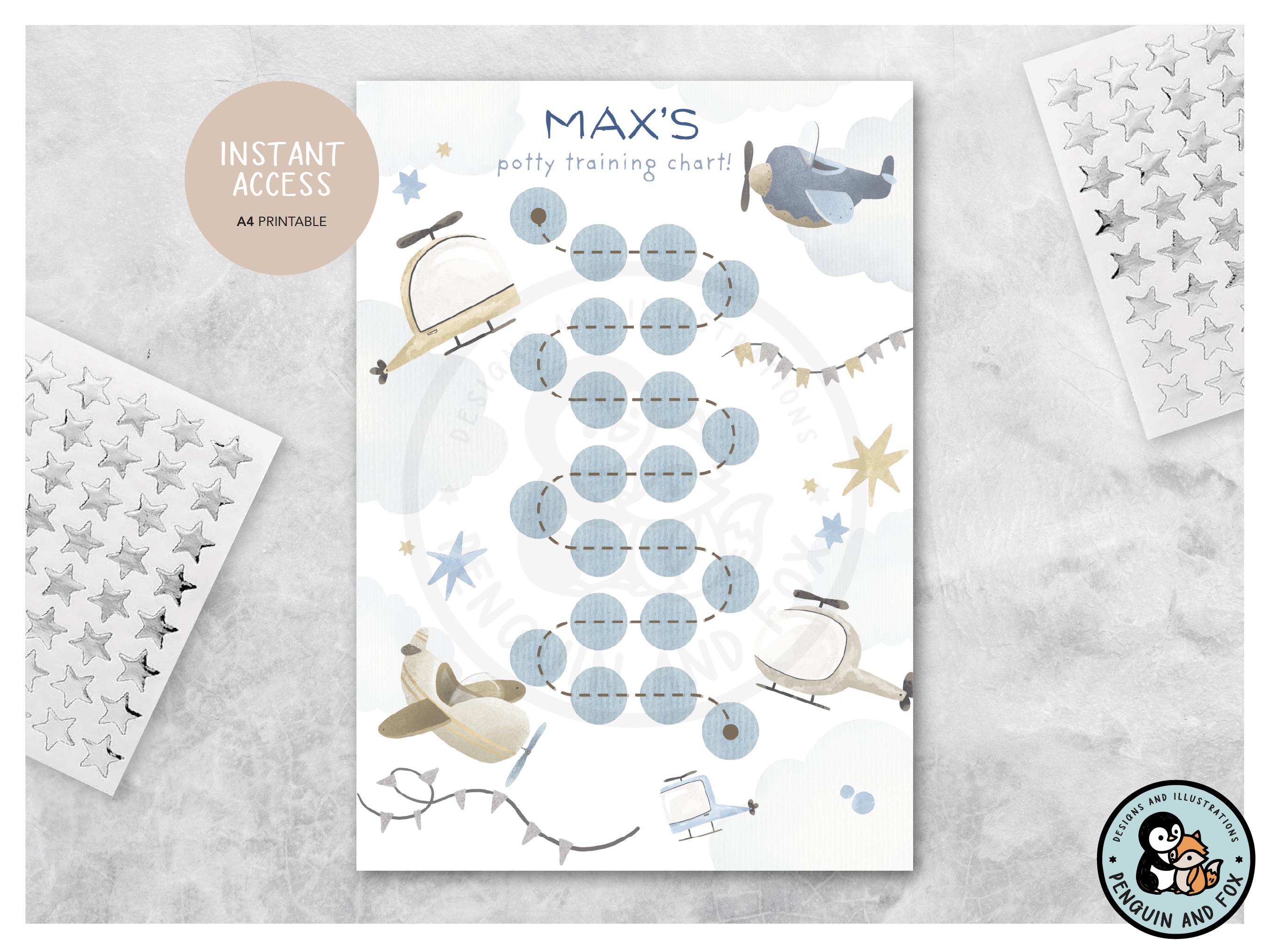 Boy Printable Potty Chart, Pastel Air Transport Potty Chart, Airplanes ...