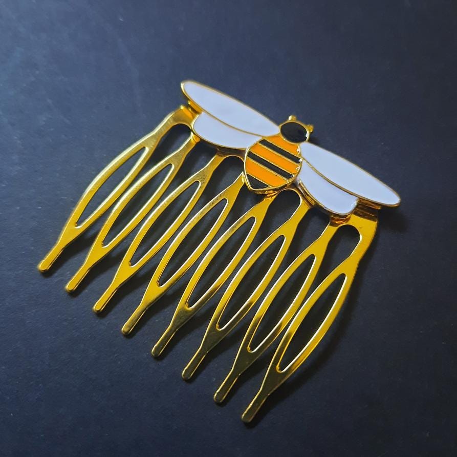 Small Bee Hair Comb Enamel and Metal Cute Honey Bee Hair Accessories ...