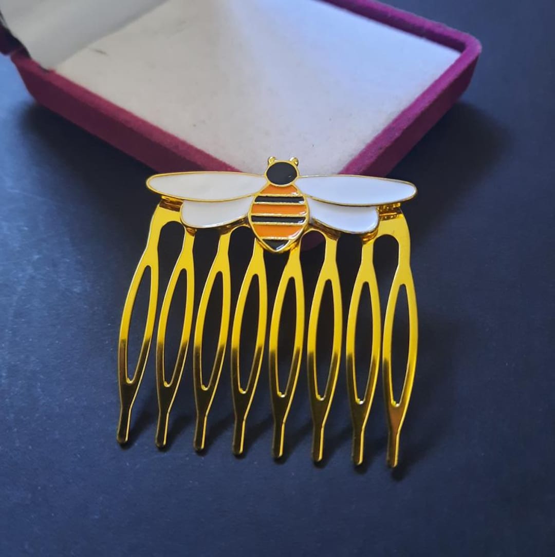 Small Bee Hair Comb Enamel and Metal Cute Honey Bee Hair Accessories ...