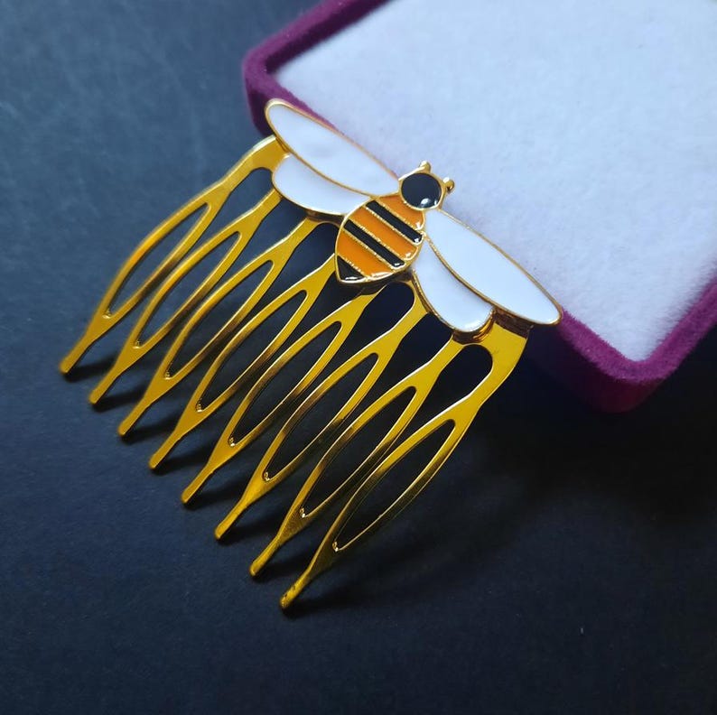 Small Bee Hair Comb Enamel and Metal Cute Honey Bee Hair Accessories ...