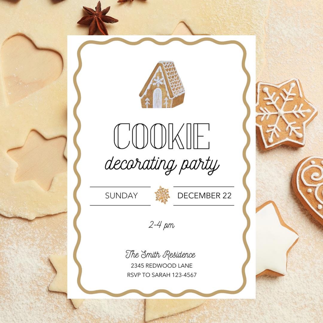 Editable Cookie Party Invitation, Cookie Decorating Party Invite ...