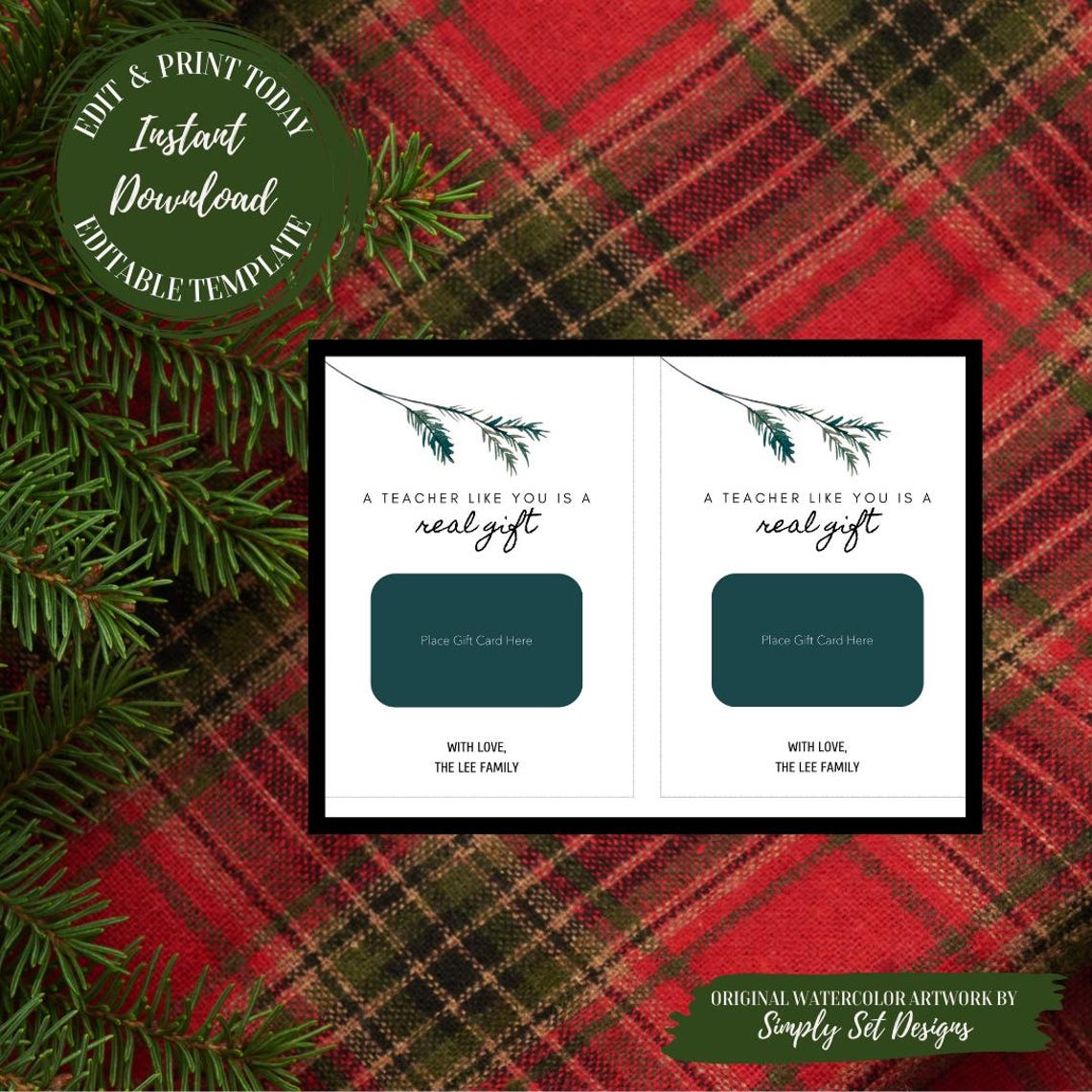Holiday Gift Card Holder, Teacher Christmas Gift Card Holder, Modern ...