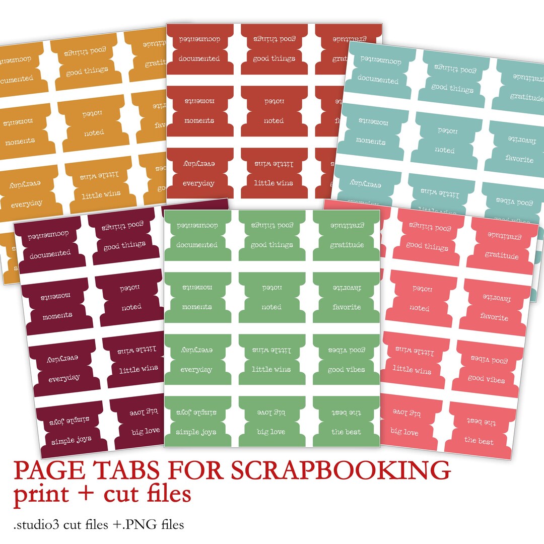 Page Tabs for Planners +scrapbooking (.studio3 Print and Cut + .PNG ...