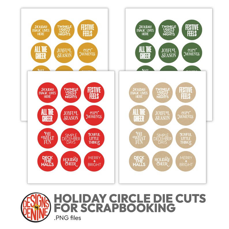 Holiday Circle Die Cuts for Planners +scrapbooking (.studio3 Print and ...