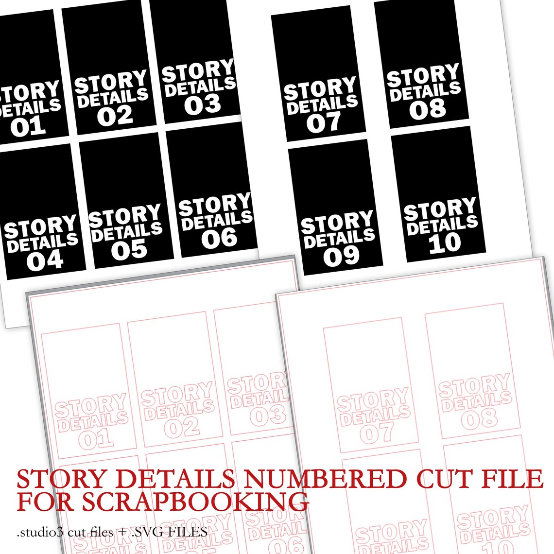 Story Details Numbered Cut File for December Documenting + Scrapbooking ...