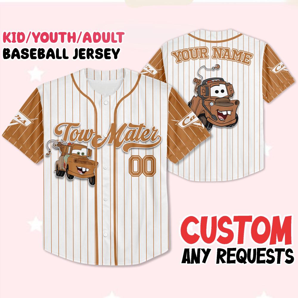 Custom Disney Cars Lightning Mcqueen & Tow Mater Baseball Jersey ...